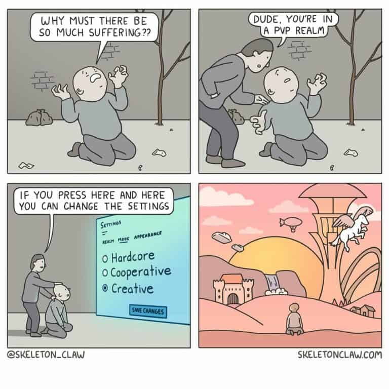 30 Hilariously Dark Comics From The Cartoonist Behind Skeleton Claw